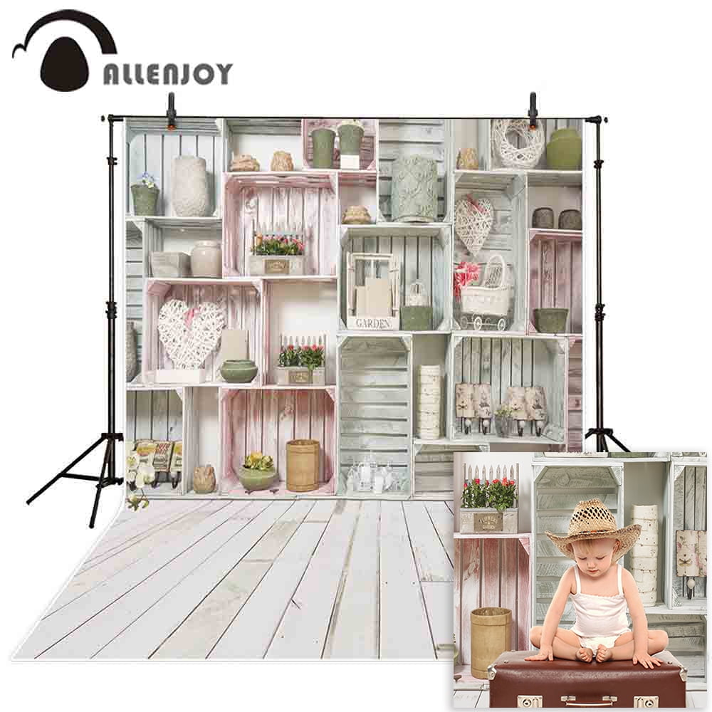 Allenjoy photography background Spring wood shelf wall flower heart ...