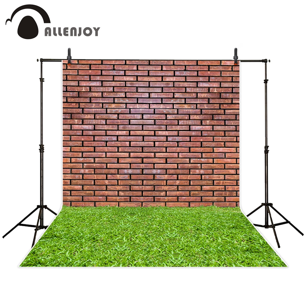 Allenjoy photography background Vintage brick wall Green lawn backdrop ...