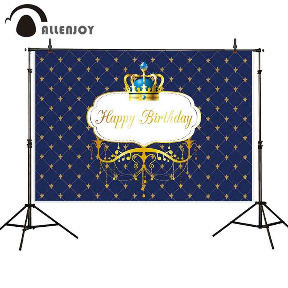 Allenjoy photography background birthday party blue golden royal prince ...