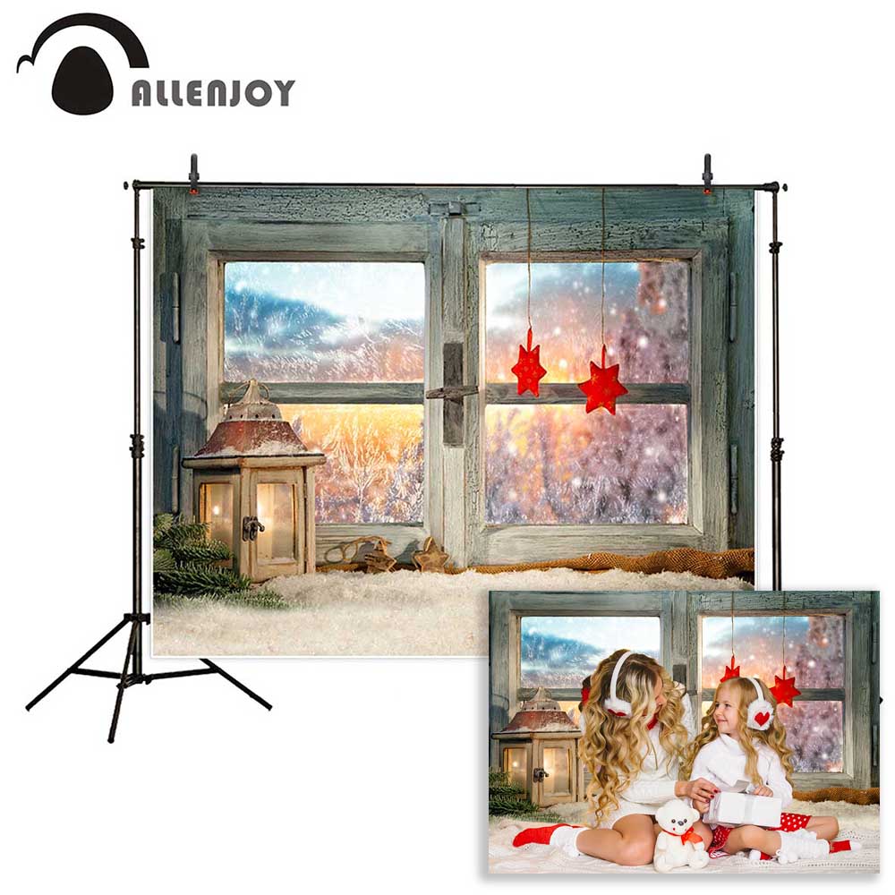 Allenjoy photography background winter Christmas window star snow ...
