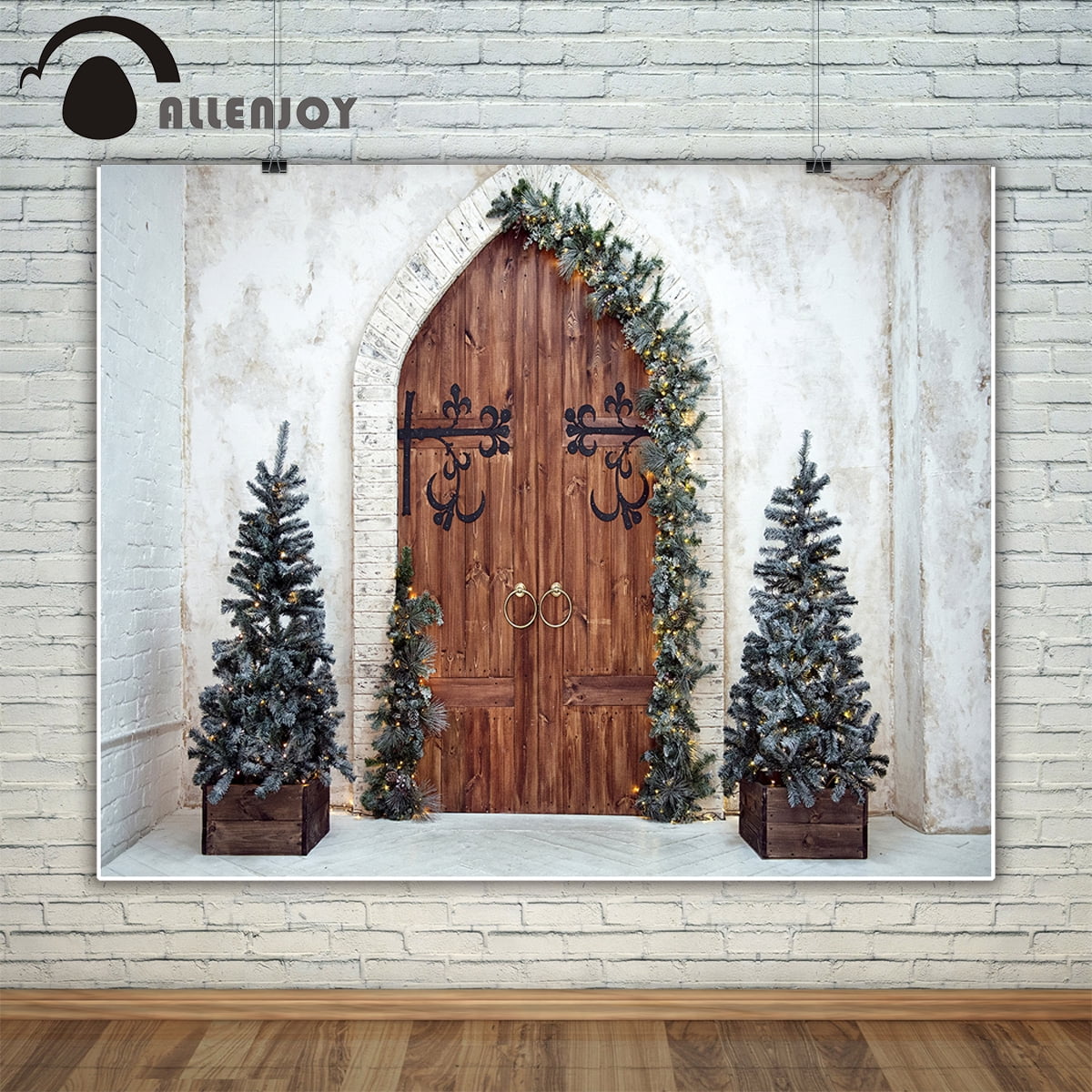 Allenjoy photography new backdrops vintage wooden doors christmas trees ...