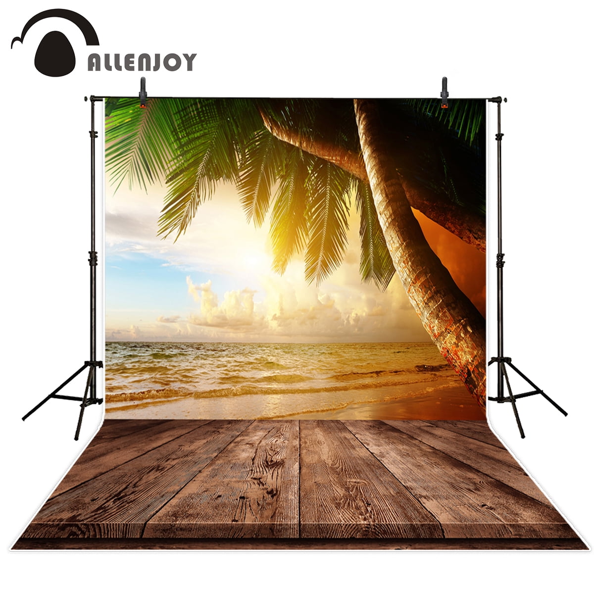 Allenjoy photography theme background Sunset Sea coconut tree Beach for ...
