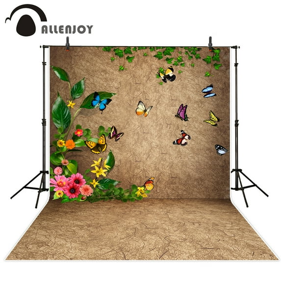 Allenjoy photography theme background wall flower green butterfly ...