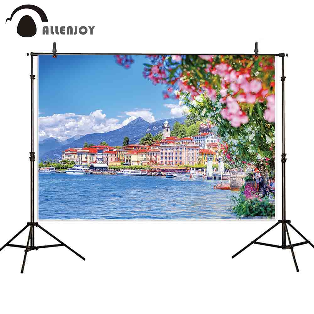Allenjoy spring photography backdrop Como lake Italy view coastal town ...