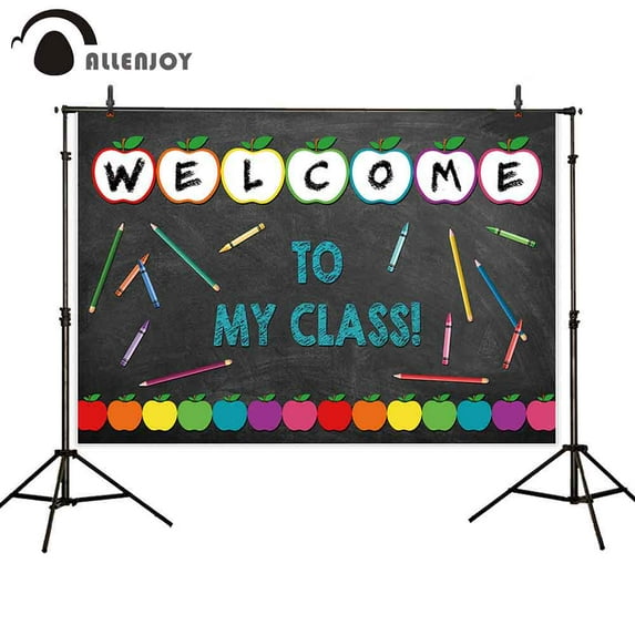 Allenjoy welcome to my class photo background blackboard Colorful paper ...