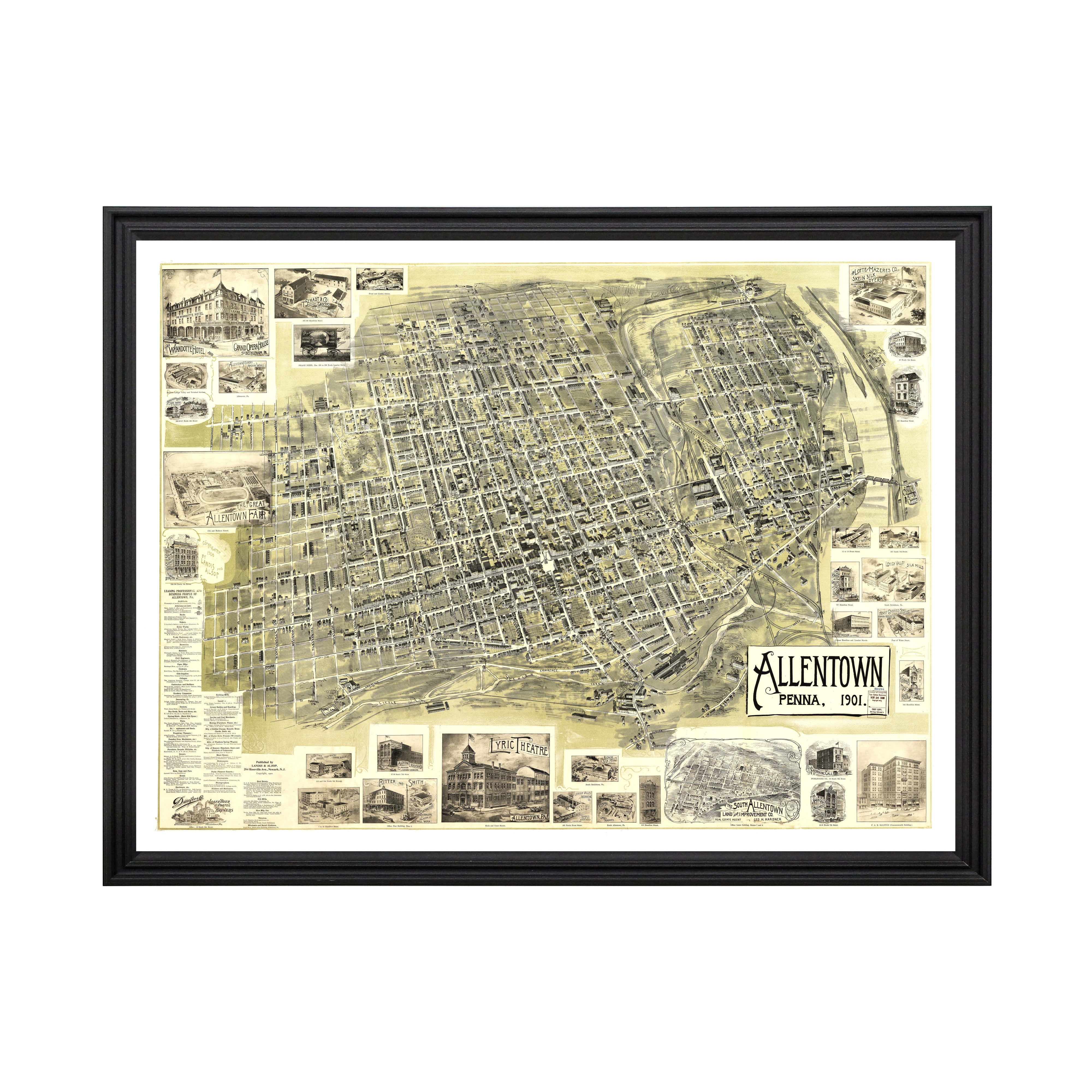 Allentown Art, 1901 Vintage Map of Allentown Pennsylvania, PA History ...
