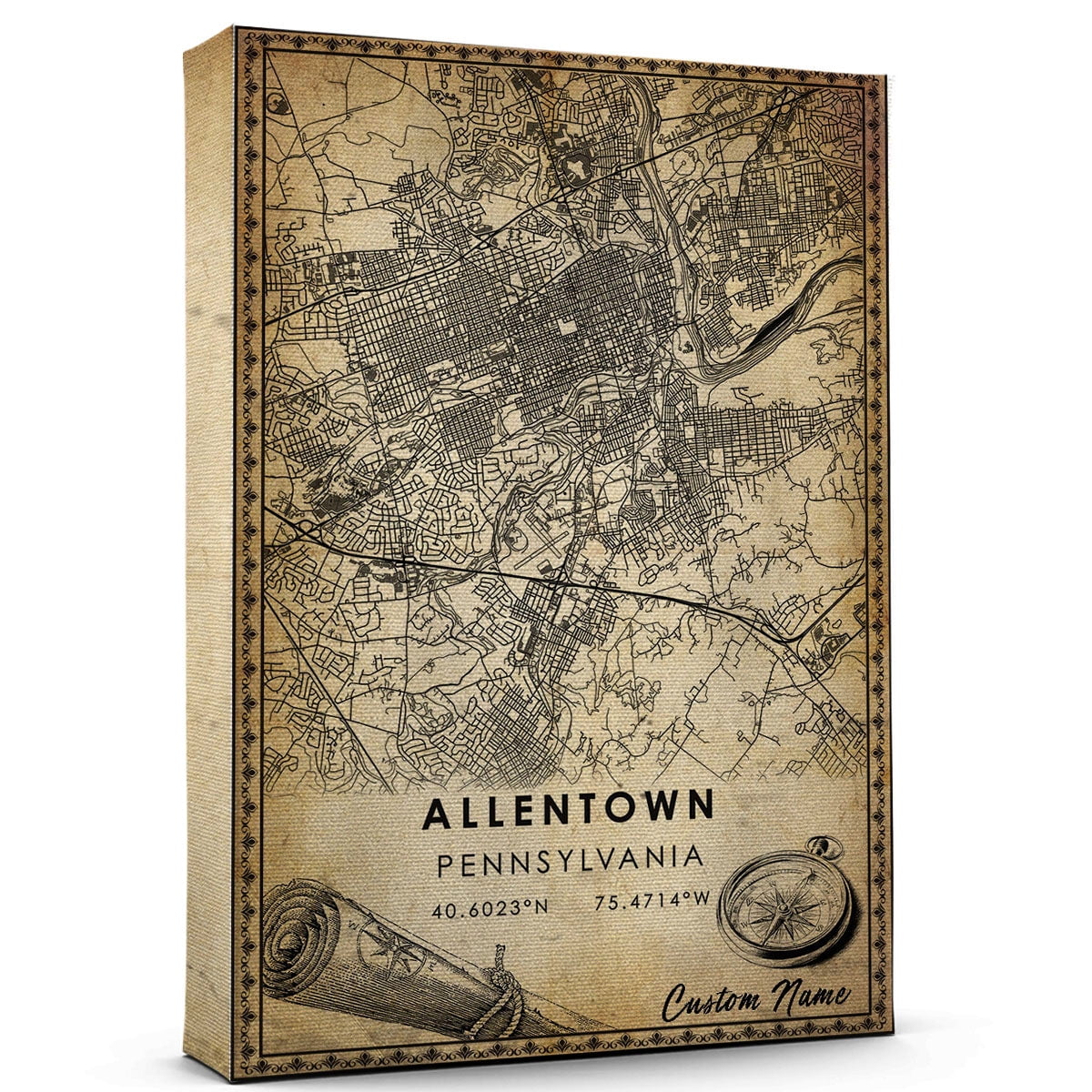Allentown Map Poster, Pennsylvania Map Art Poster, Canvas, Allentown ...