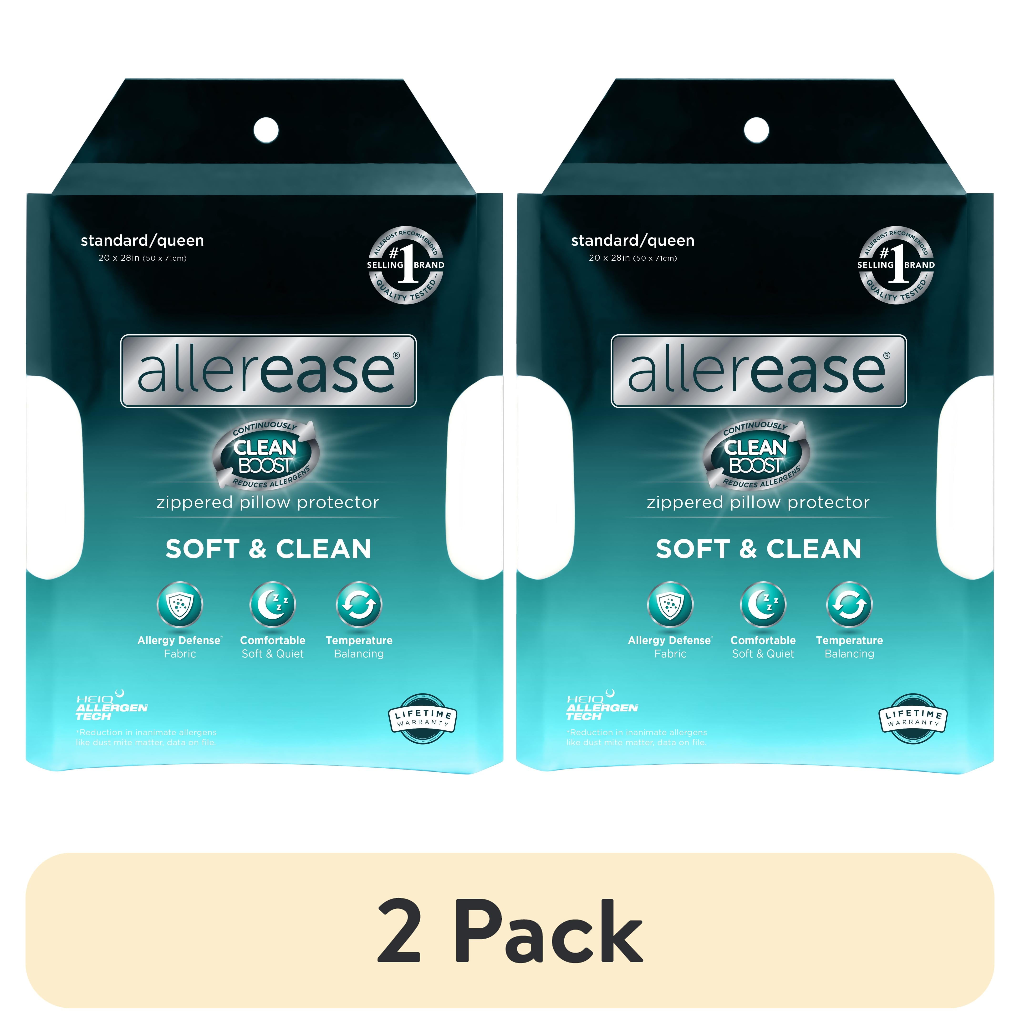 (2 pack) Aller-Ease Clean Boost Zippered Pillow Protector, Standard ...
