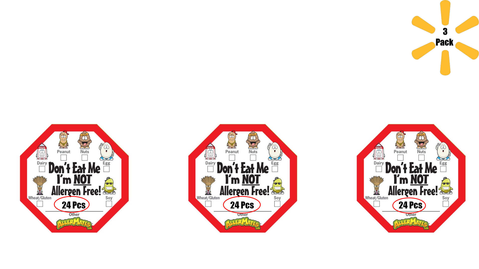 AllerMates Allergen Alert Labels for Food Packages, 3 Packs of 24 - ST ...