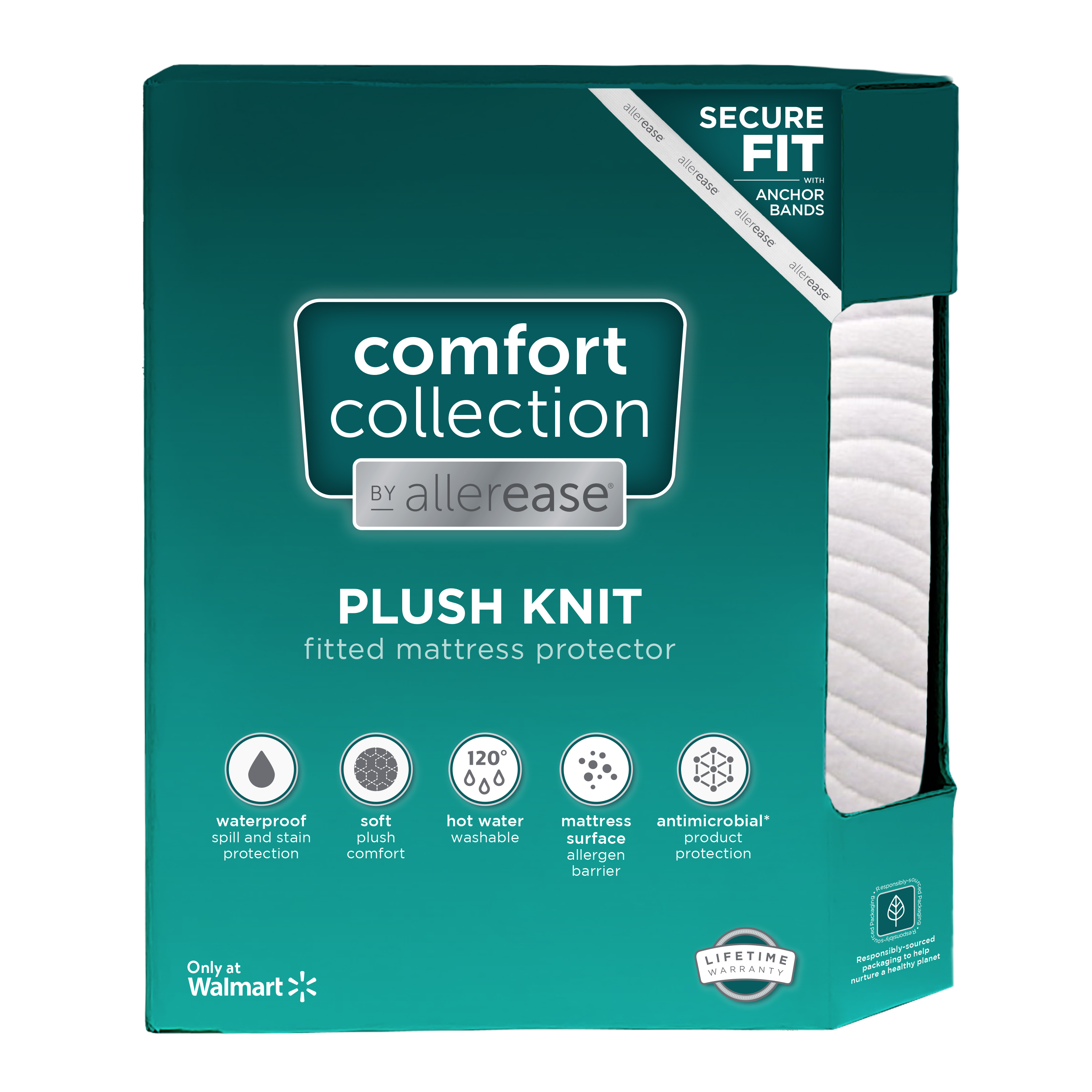 Allerease Clean Boost Plush Knit Fitted Mattress Protector, Full - Walmart.com
