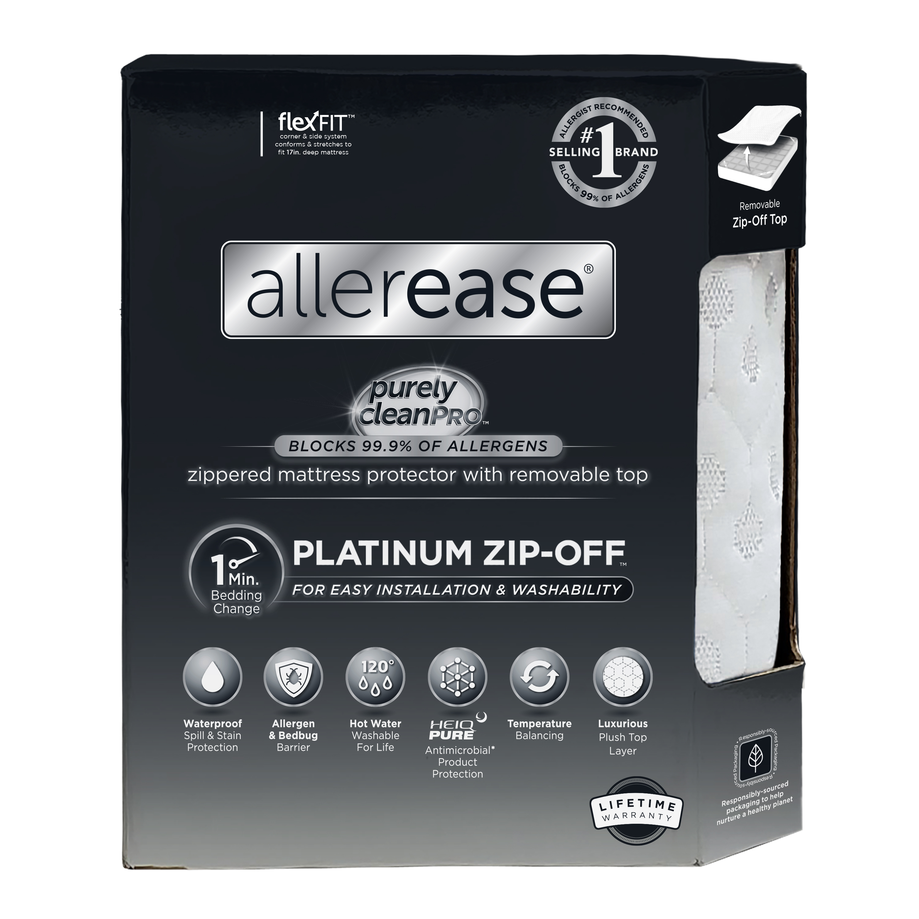 Allerease Platinum Temperature Balancing Zip-Off Top Mattress Protector, Twin-XL - Walmart.com