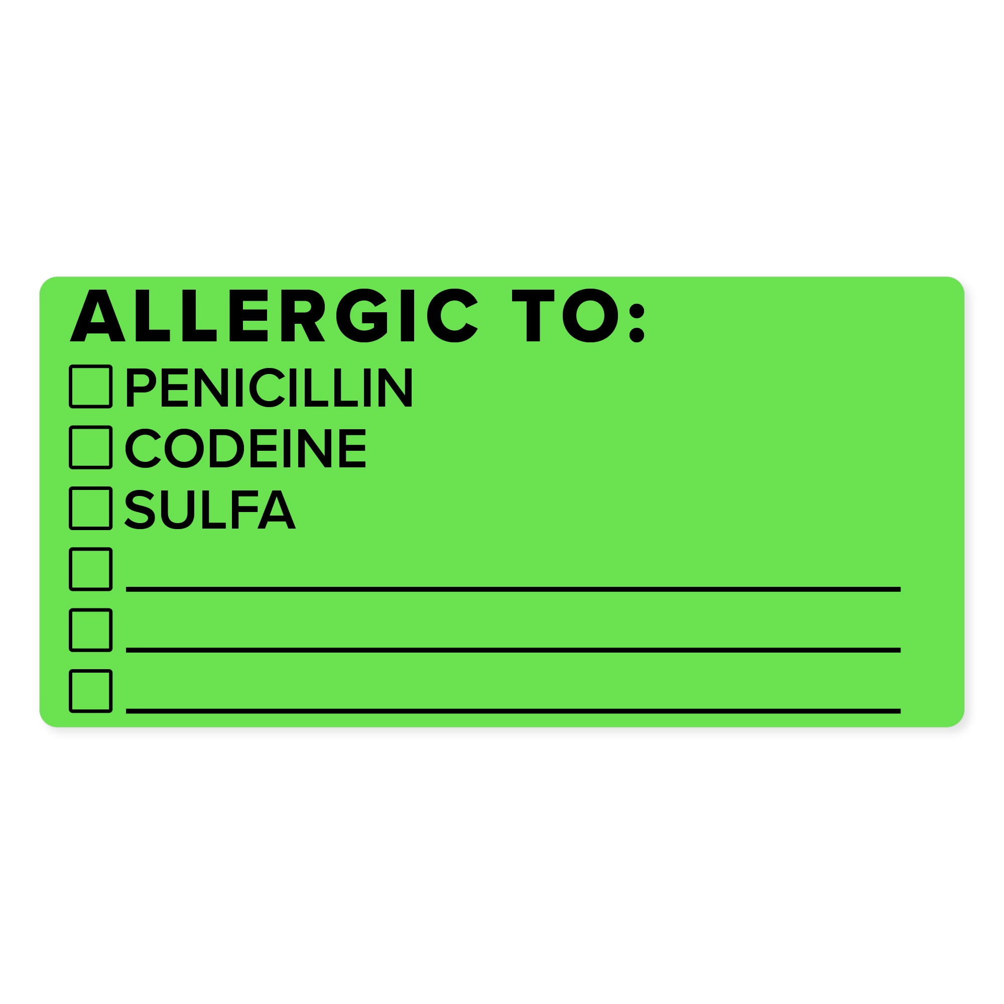 "Allergic To" Writable Green Allergy Labels - Walmart.com