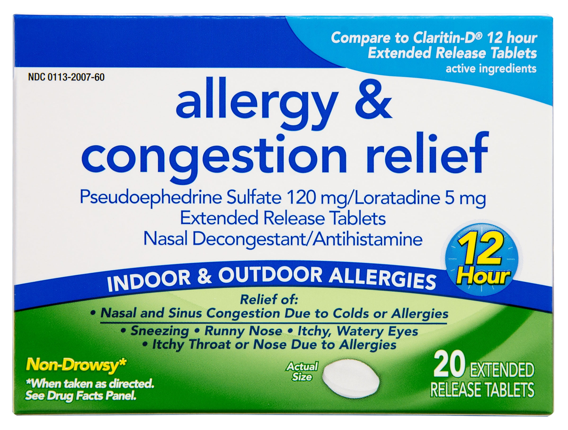 Allergy & Congestion Relief Extended Release Loratadine Tablets, 20 ...