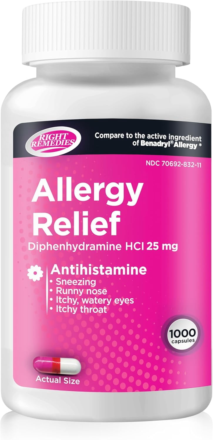 Allergy Relief, Antihistamine, Diphenhydramine HCL 25mg, Relieves ...