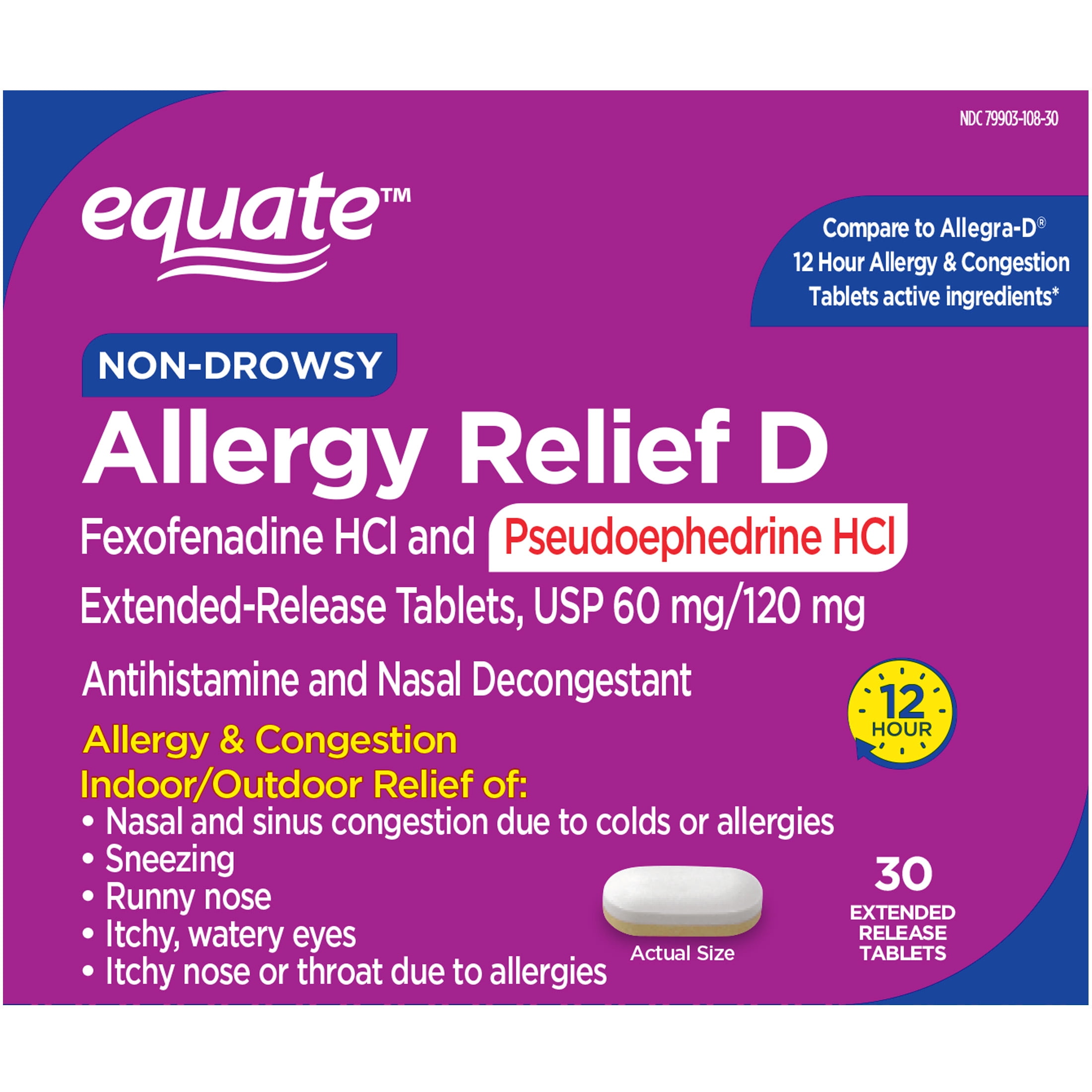 Allergy Relief D Fexofenadine HCl and Pseudoephedrine HCl Extended ...
