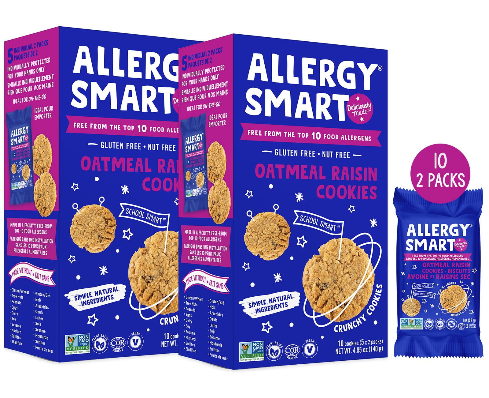 Allergy Smart Oatmeal Raisin Cookies 4.95 oz (Pack Of 6) - Walmart.com