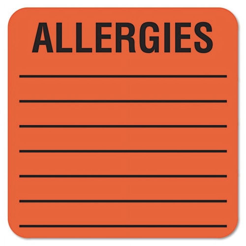 Allergy Warning Labels, Allergies, 2 X 2, Fluorescent Red, 500/roll ...