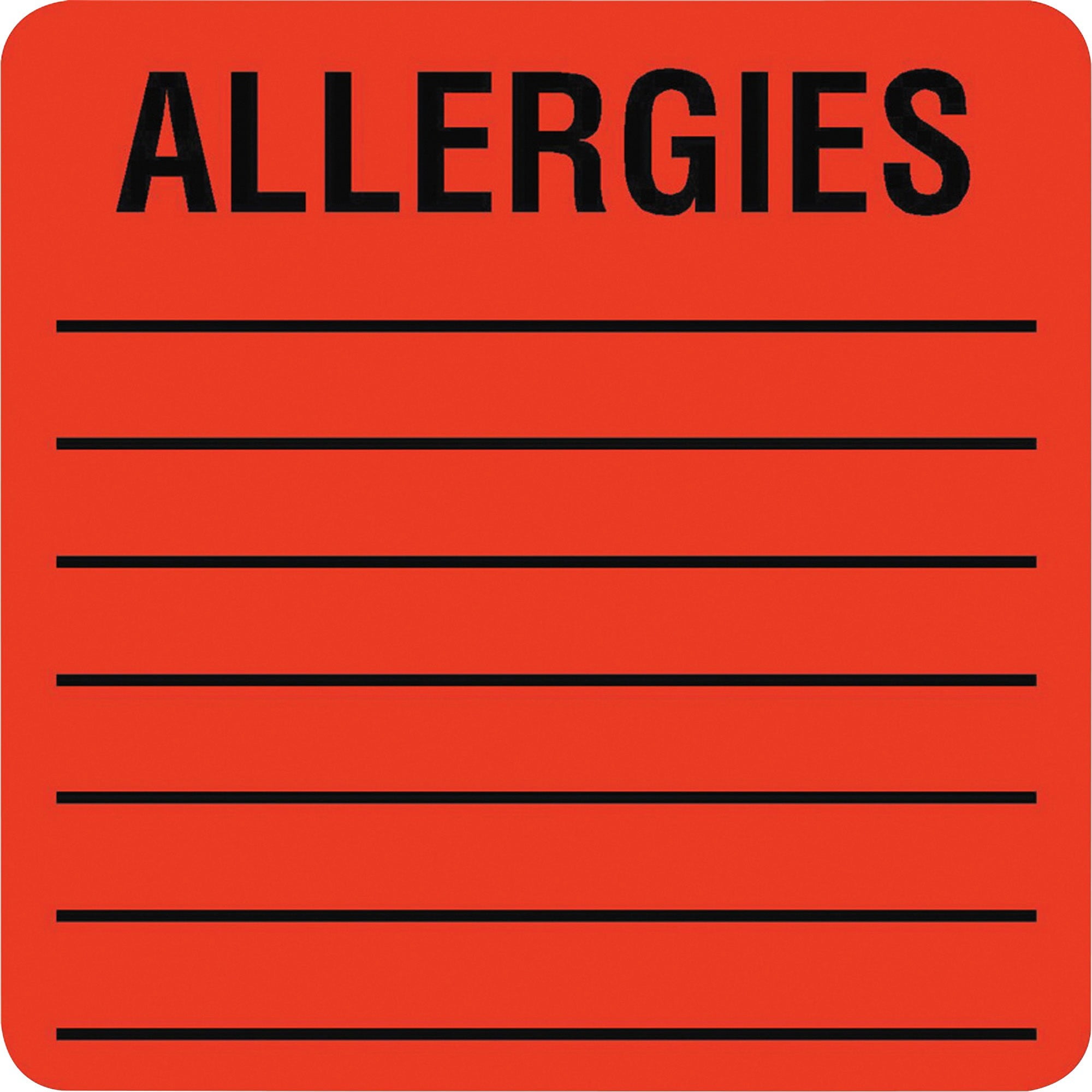 Allergy Warning Labels, Allergies, 2 X 2, Fluorescent Red, 500/roll ...