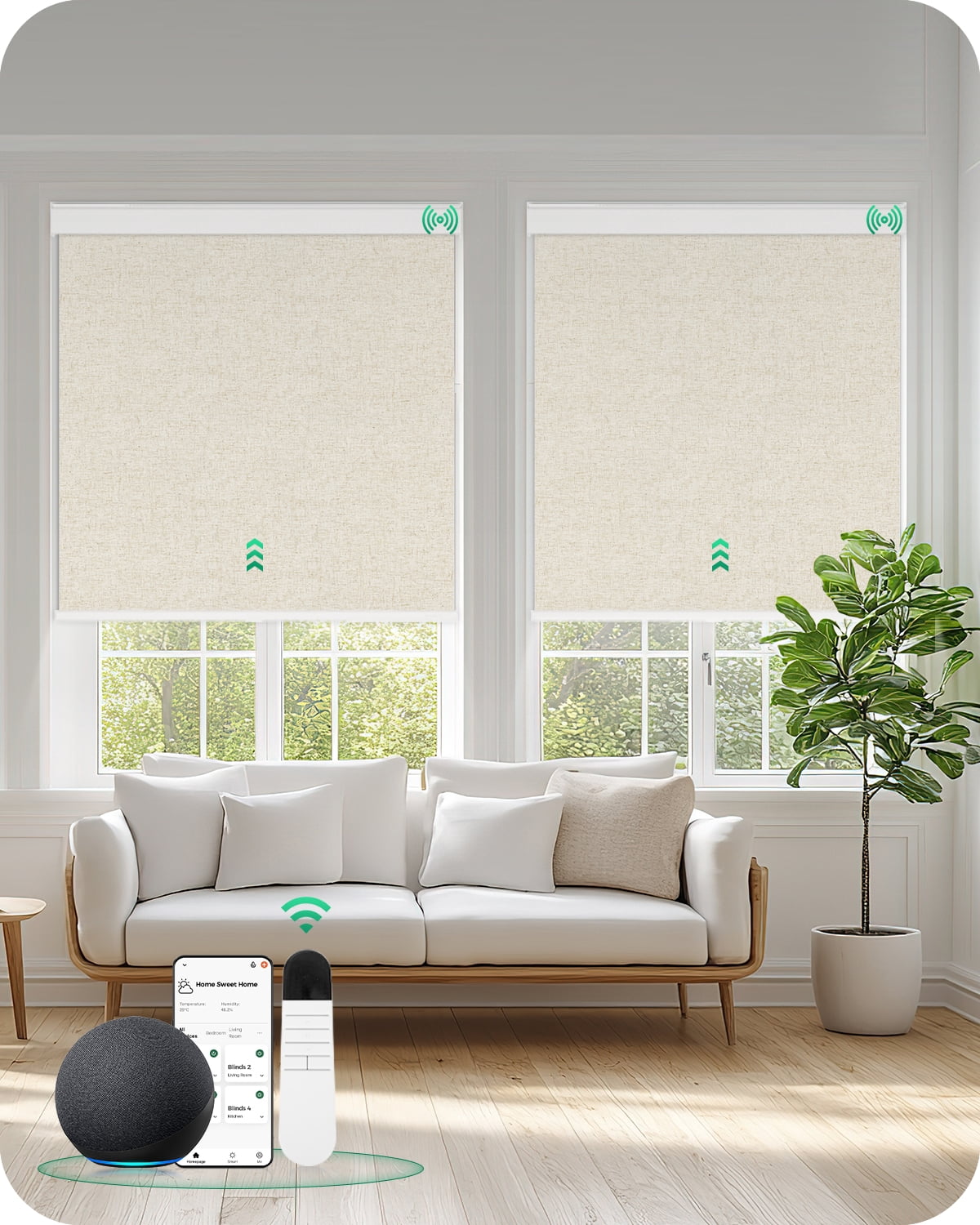 Allesin Motorized Blinds with Remote Smart Blackout Roller Shades | All ...