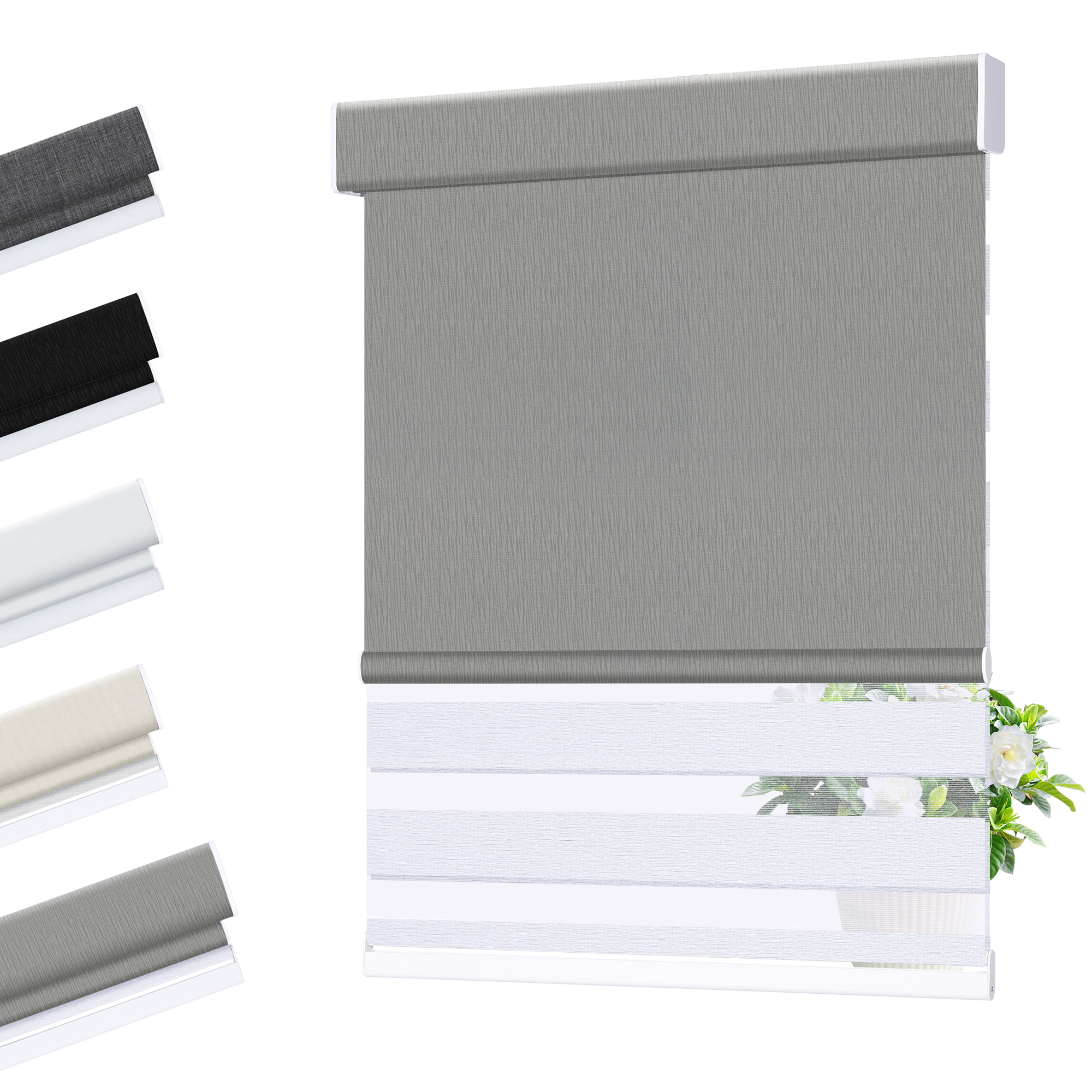Allesin Zen Cordless Dual Roller Shades with Square Cassette, Double ...