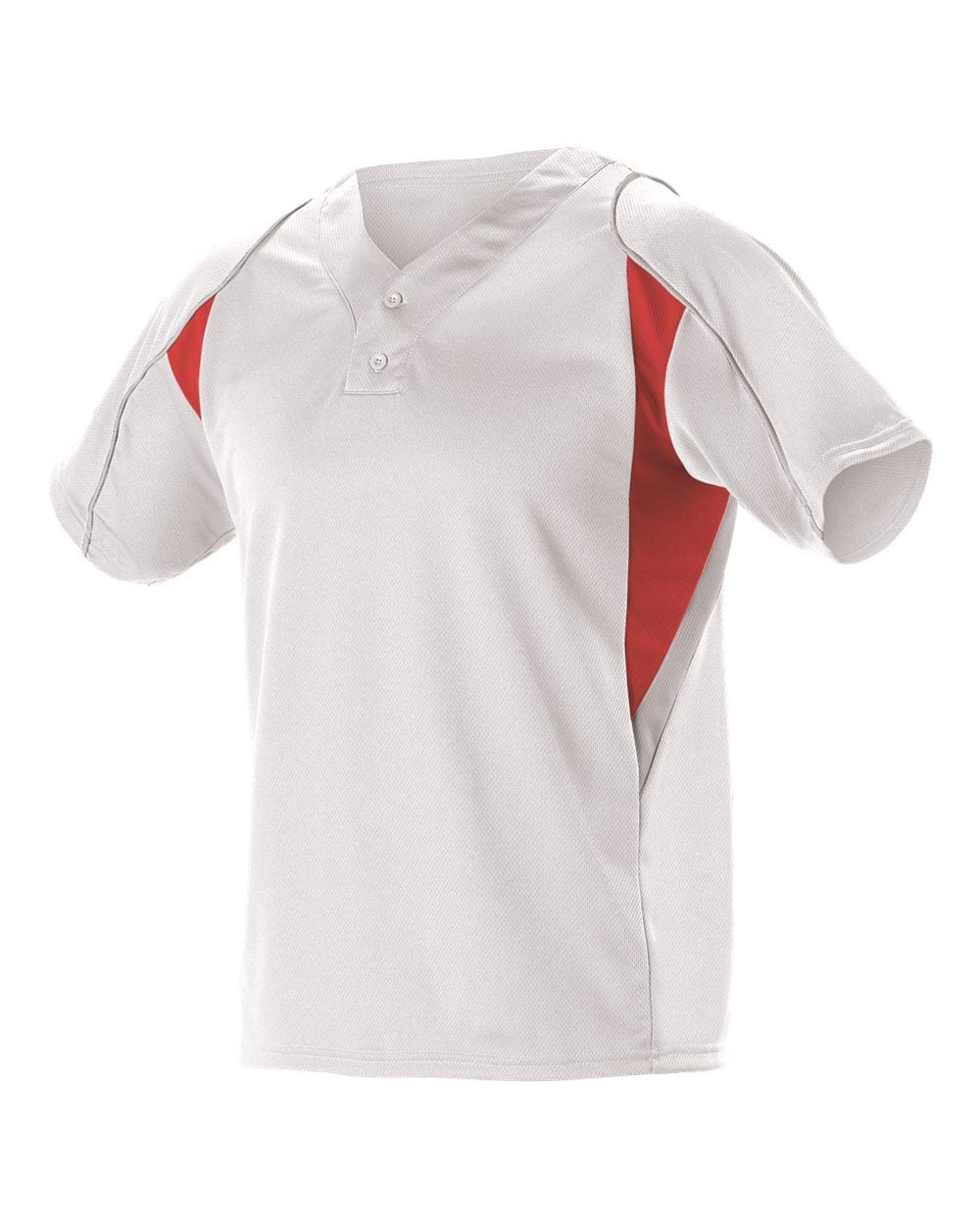 Alleson Athletic 529 Adult 2 Button Henley Baseball Jersey-White/ Red ...