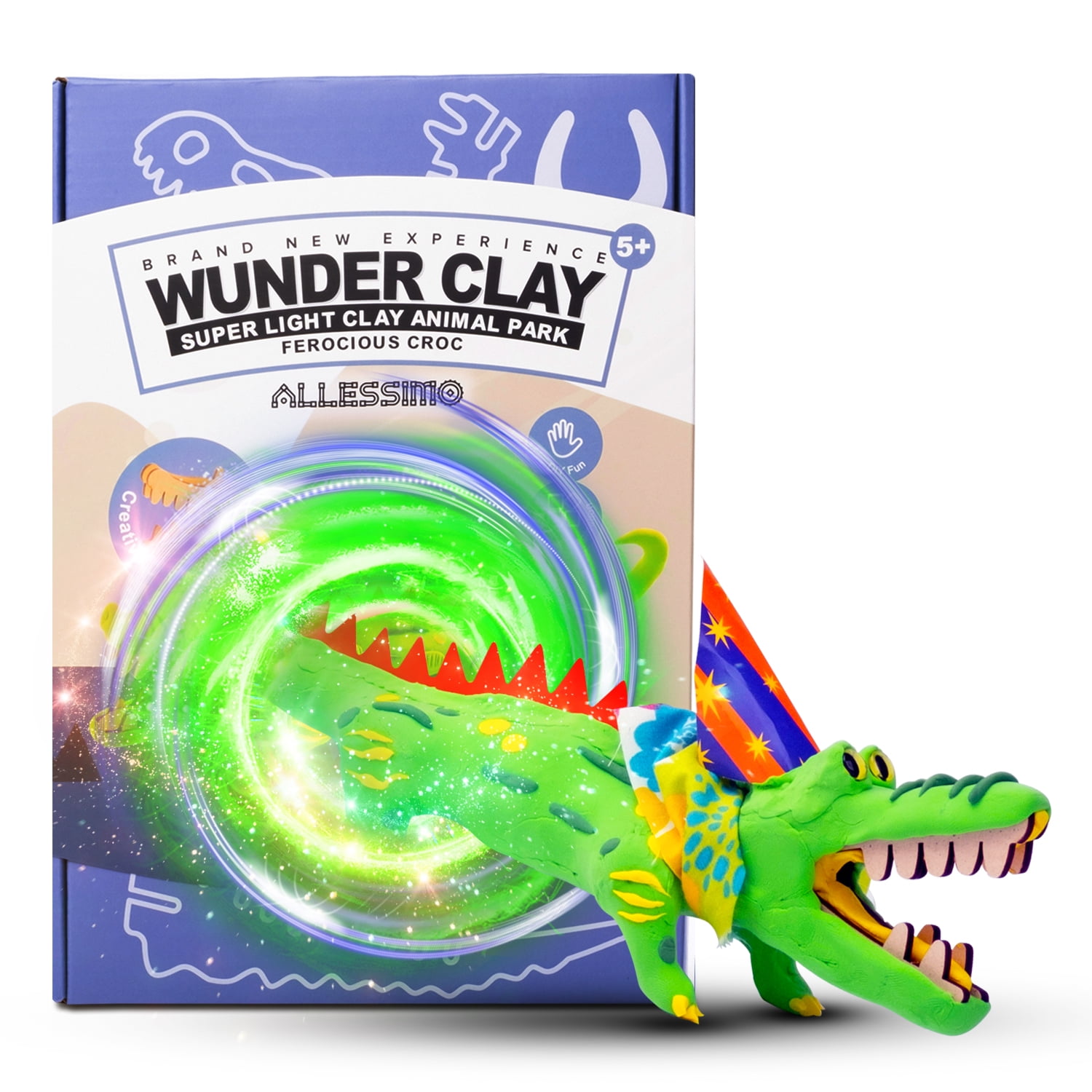 Allessimo Wunderclay Air-Dry 3D Clay Puzzle Crocodile Model Kit Age 5 ...