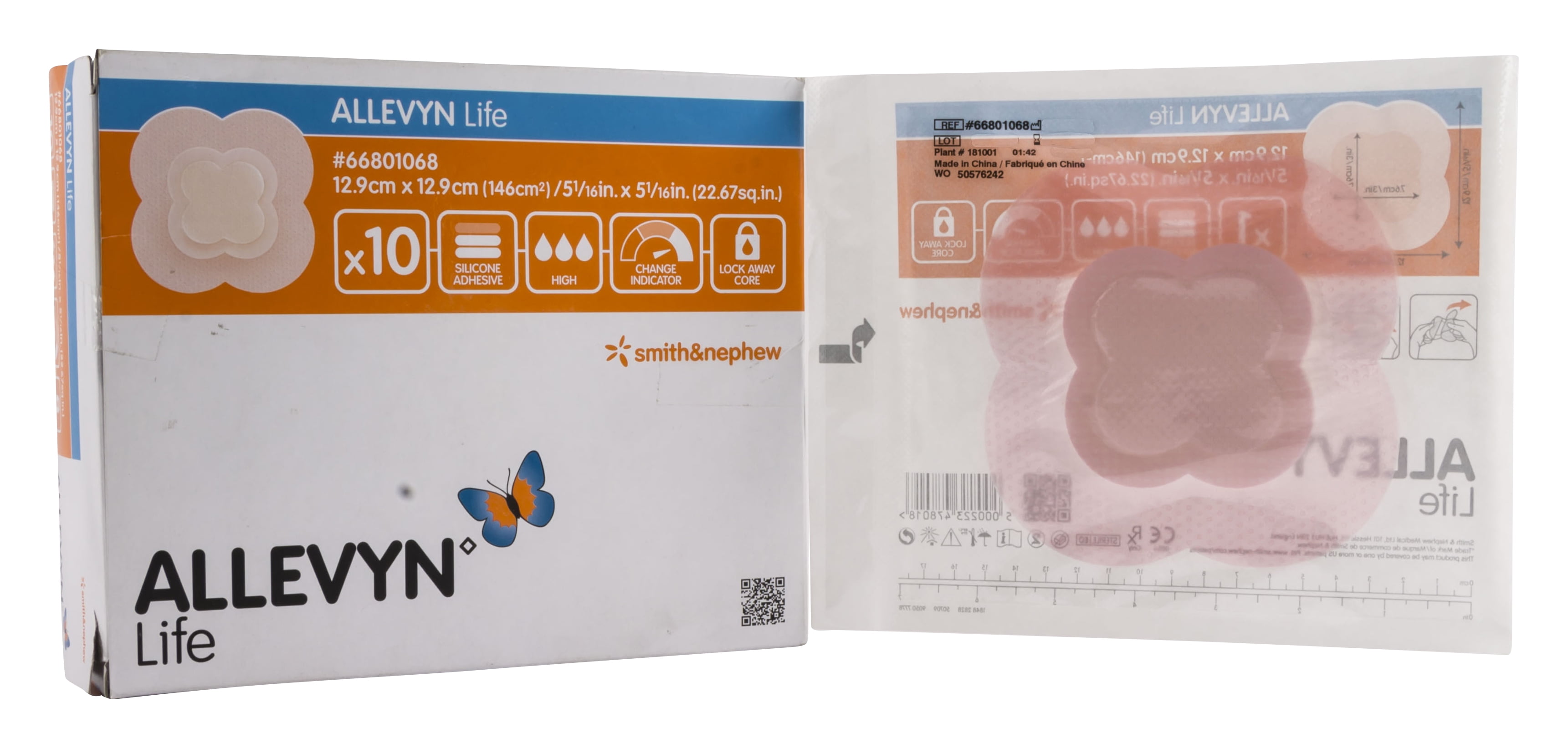 "Allevyn Life Ergonomic Wound Dressing Pad - 5 1/16""X 5 1/16"", 3""X3 ...