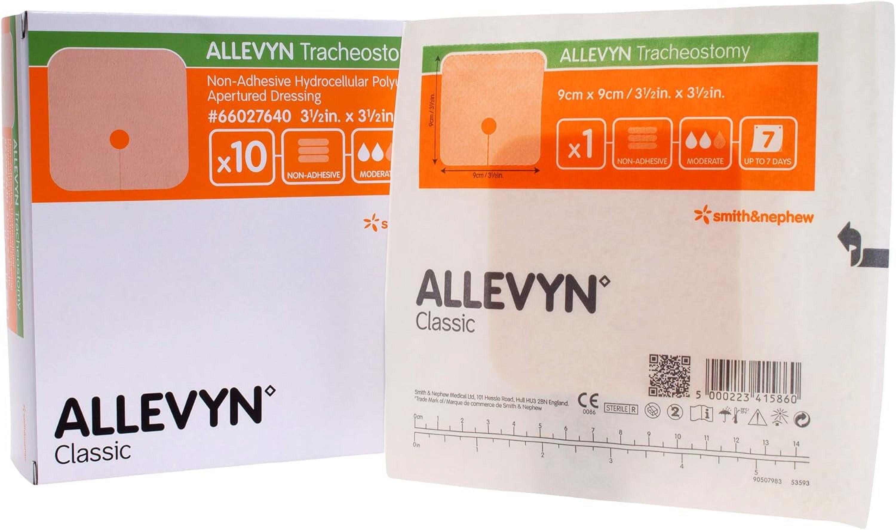 Allevyn Tracheostomy Dressing, 3 1/2" X 3 1/2" - Box of 5 - Walmart.com
