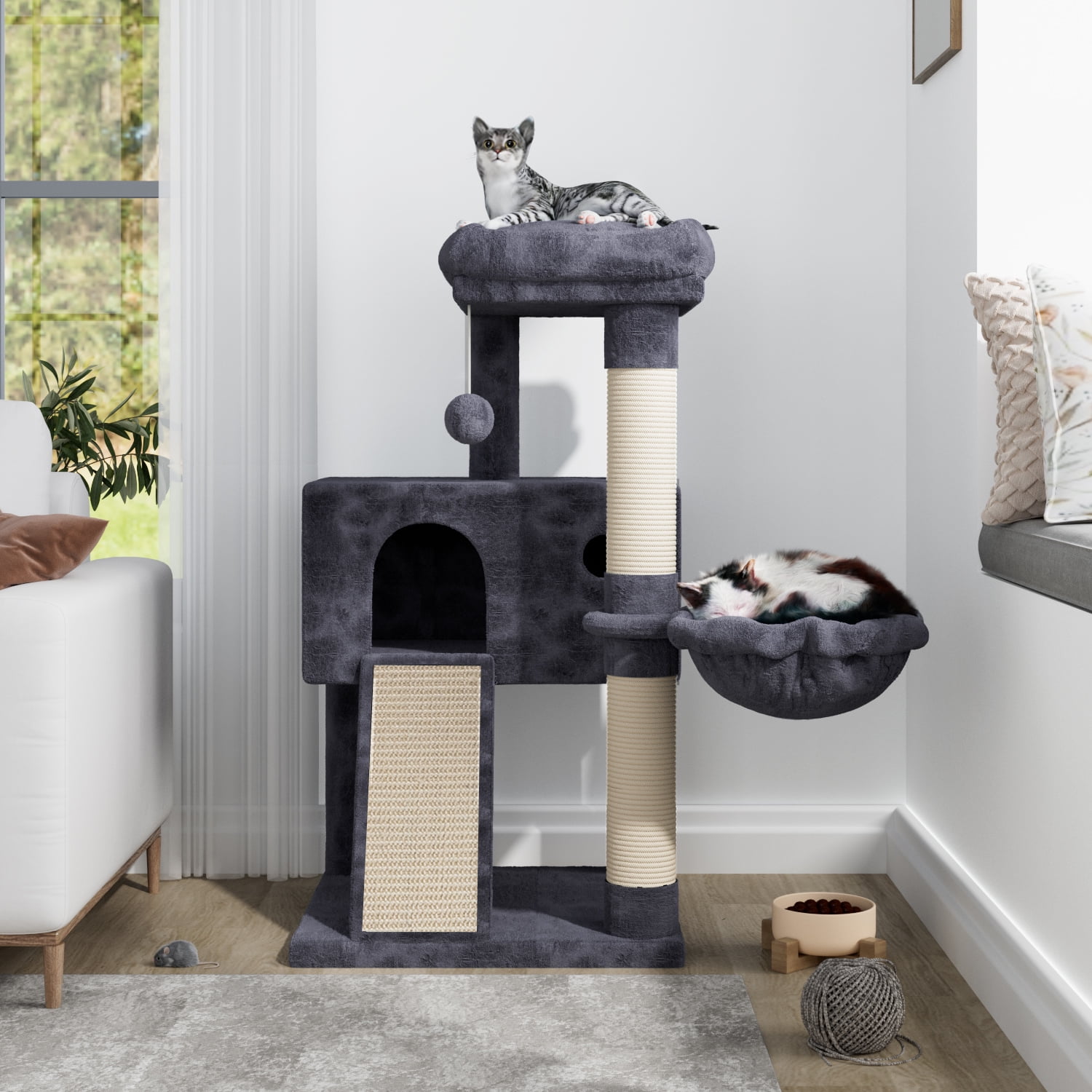 Allewie 36" Cat Tree for Small Cats, Multi-Level Cat Condo with ...