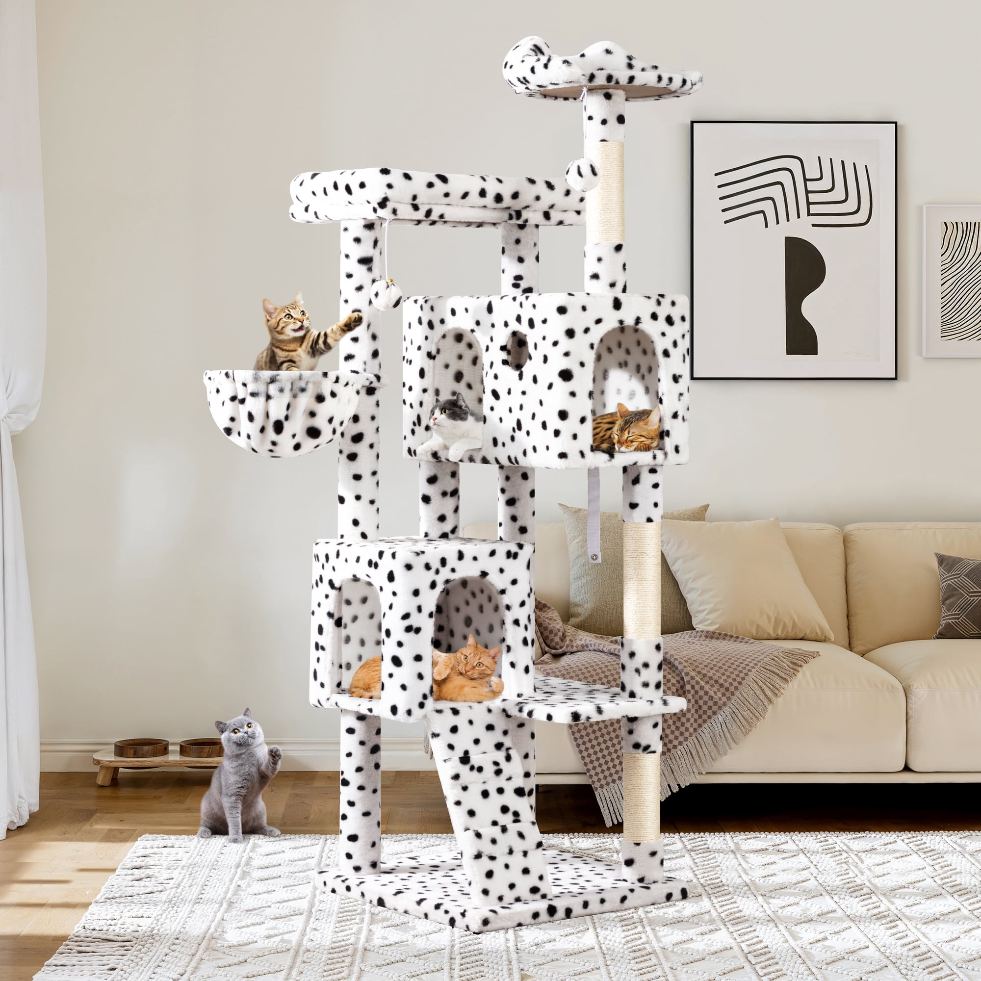 Allewie 64 Inches Cat Tree Tower, Multi-Level Activity Center for ...