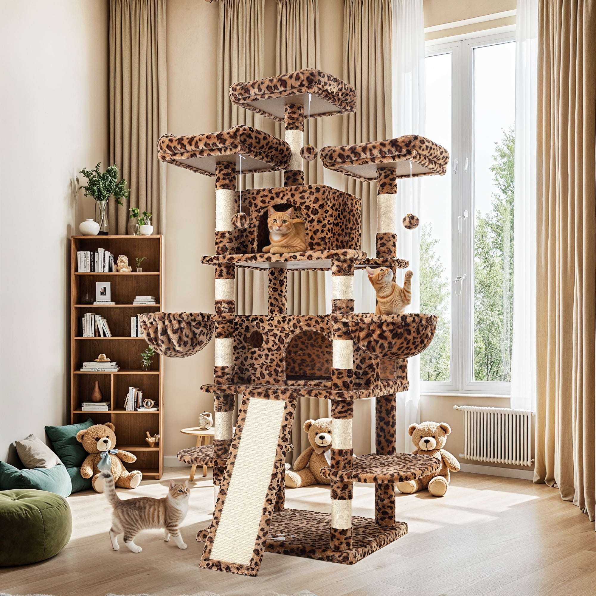 Allewie 68" Multi-Level Large Cat Tree and Tower with Cat Condo House ...