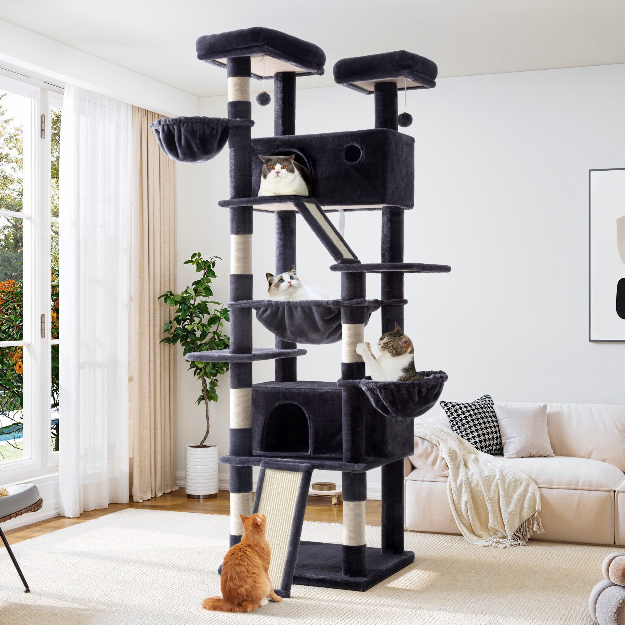 Allewie 81 Inches Multi-Level Tall Cat Tree for Large Cat, Cat Climbing ...