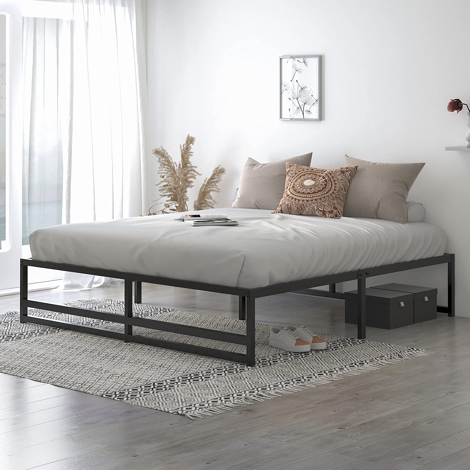 Rest Haven 14" Black Steel Platform Bed Frame, King - Walmart.com