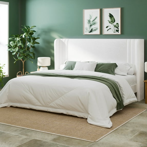 Allewie King Size Velvet Platform Bed Frame with Vertical Tufted ...