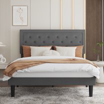 Livi Fabric Fully Upholstered Queen Bed Set, Light Grey - Walmart.com
