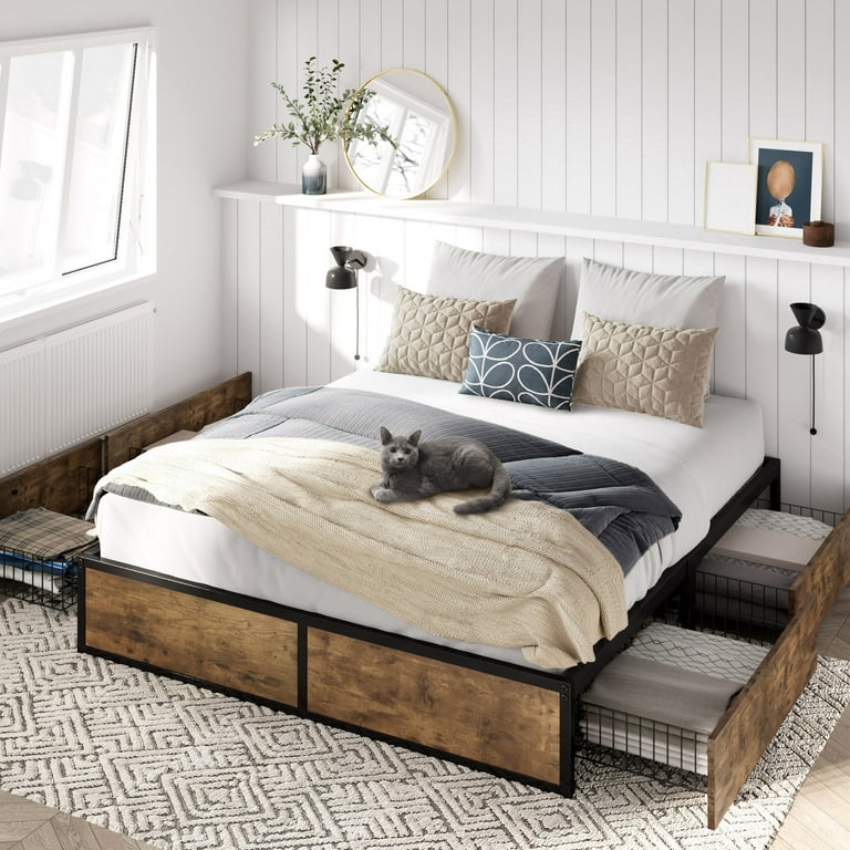 Metal Platform Beds With Drawers Elle Chesterfield Sleigh Bed Frame