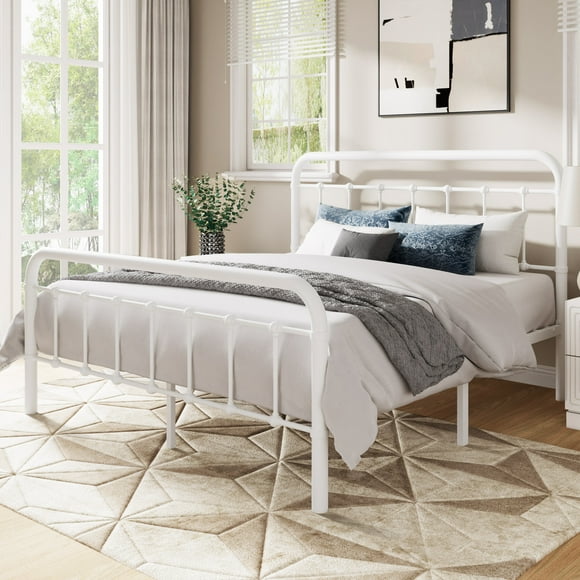 White Victorian Metal Bed Frame