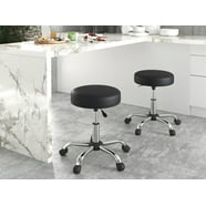 Office Swivel Height Adjustable Round Rolling Stool Chair PU Leather ...