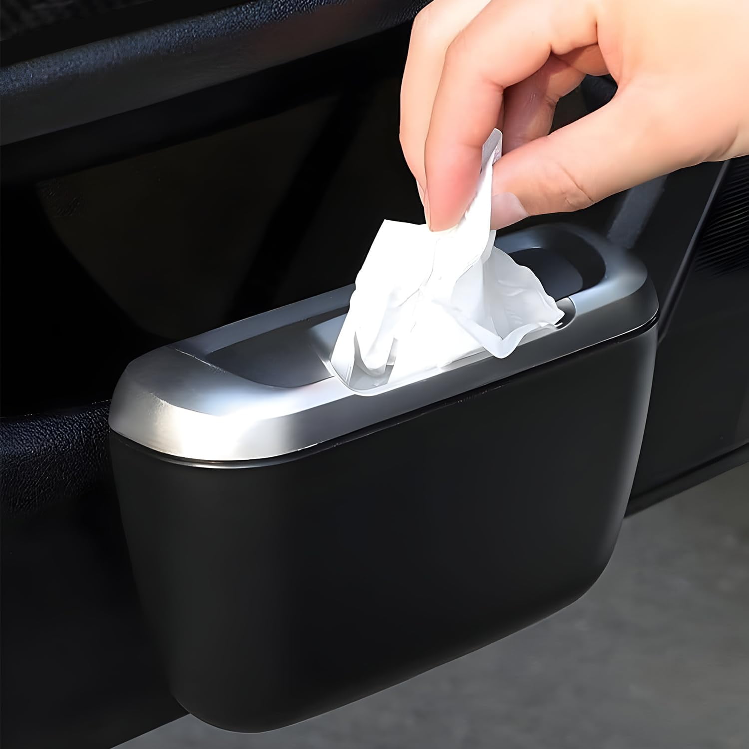 Allextreme Car Trash Can Mini Dustbin for Car with Lid Universal Fit ...