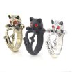 Adjustable Sweet Kitty Cat Wrap Around Animal Ring with Austrian ...