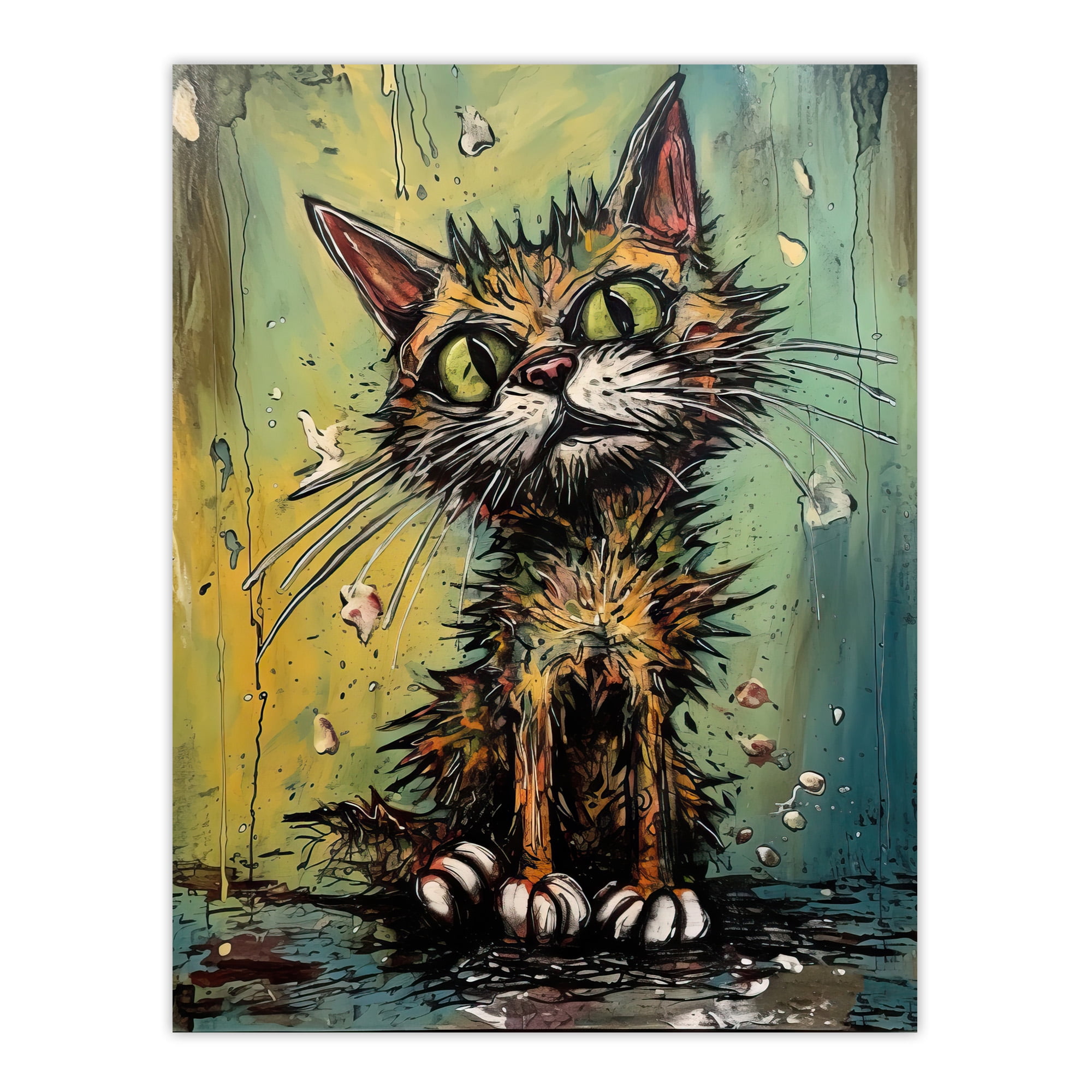 Alley Cat Stray Scruffy Moggie Painting By Tom Jones Extra Large XL ...