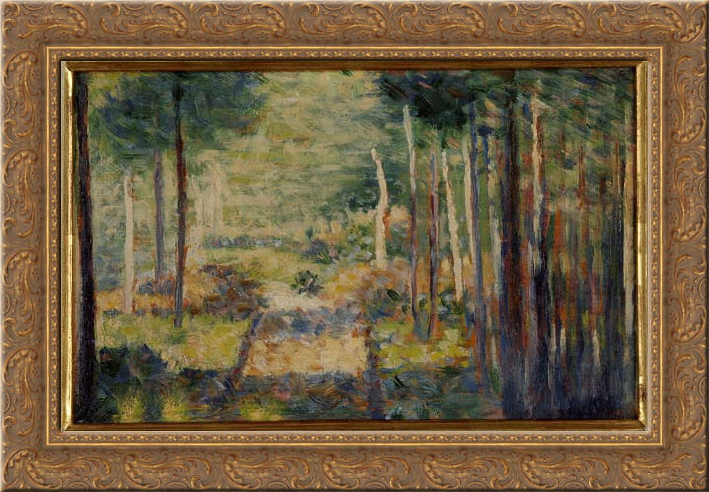 Alley in the forest, Barbizon 24x18 Gold Ornate Wood Framed Canvas Art ...