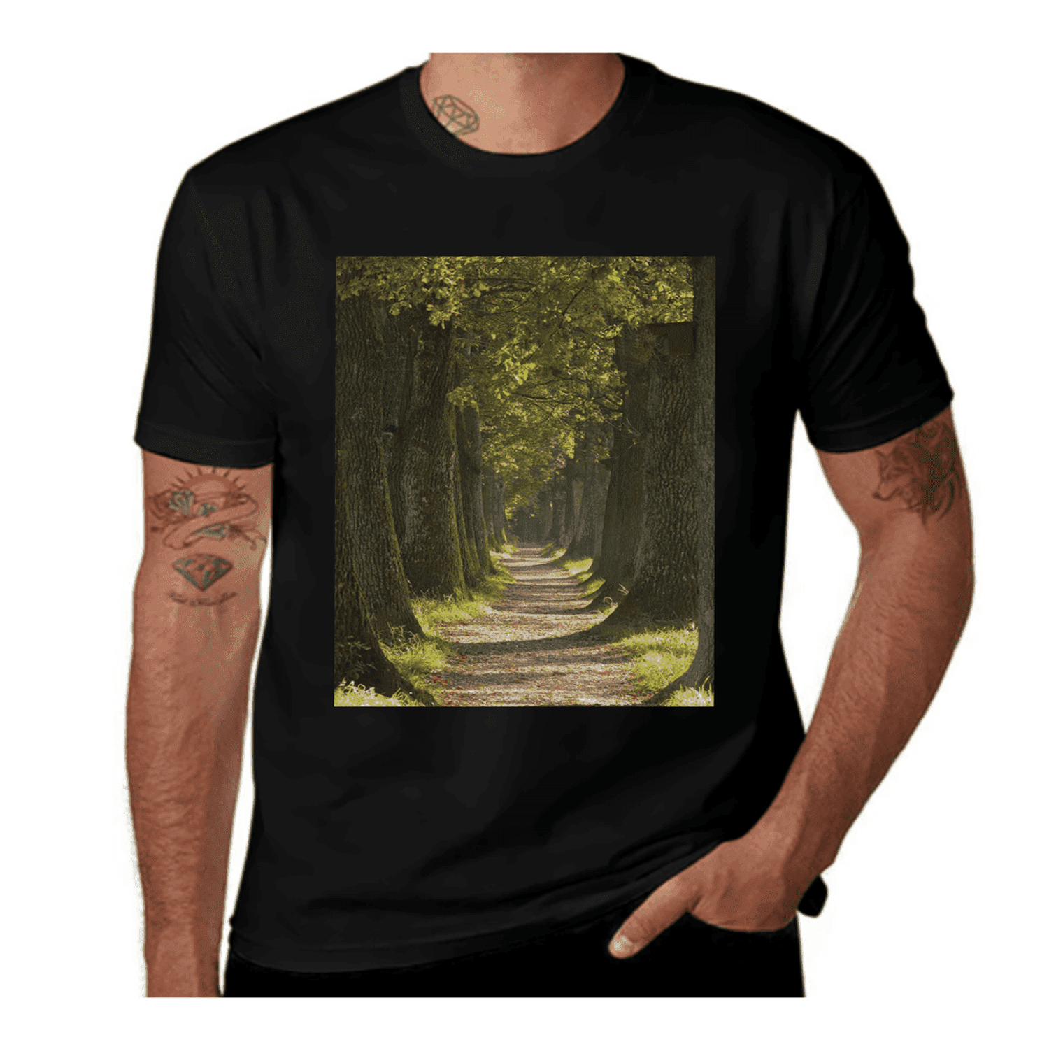 Alley with Oak Trees-Tree-Dark Green-Pale Brown-Green Casual Streetwea ...
