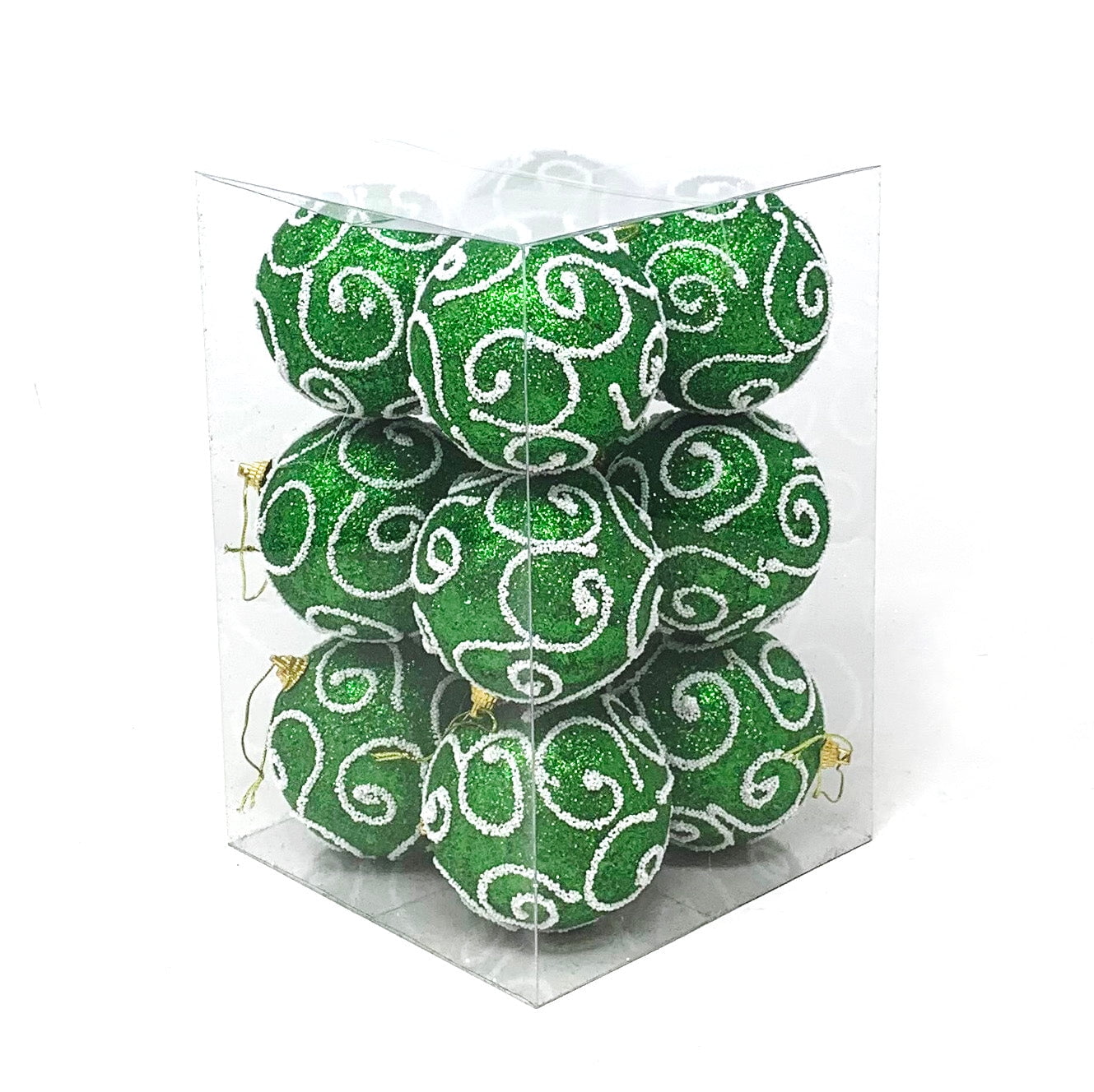 Allgala 12 Pack 3 Inch Christmas Tree Ornament Balls-Glitter Decorated ...