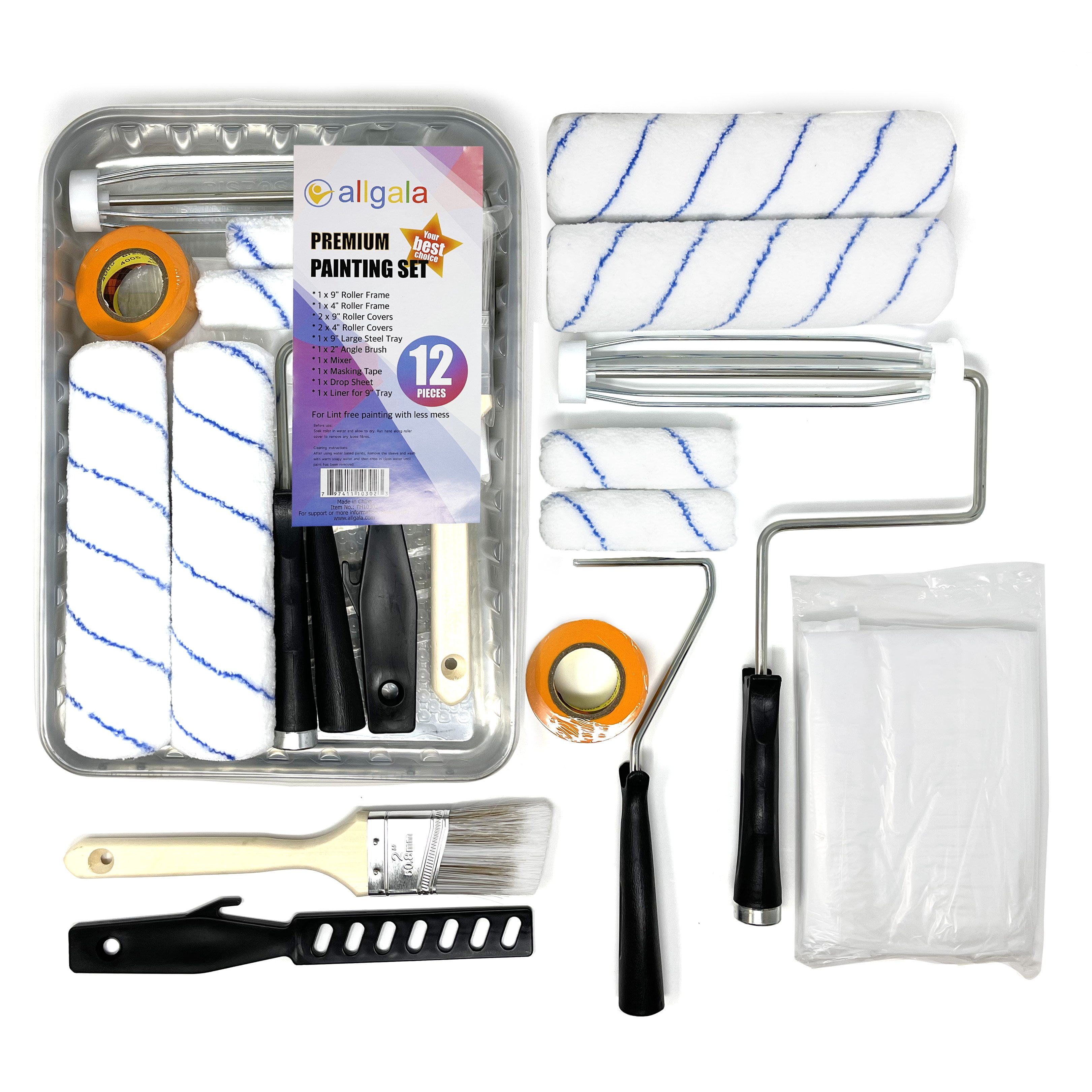 Allgala 12-Piece Premium Painting Roller Kit Set with Roller Frames ...