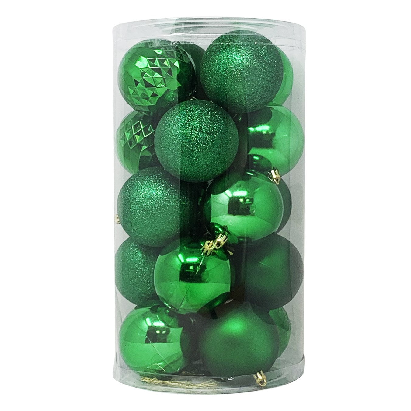 Allgala 20-Pack 3-Inch Large Christmas Ornament Balls, 4 Styles, Green ...