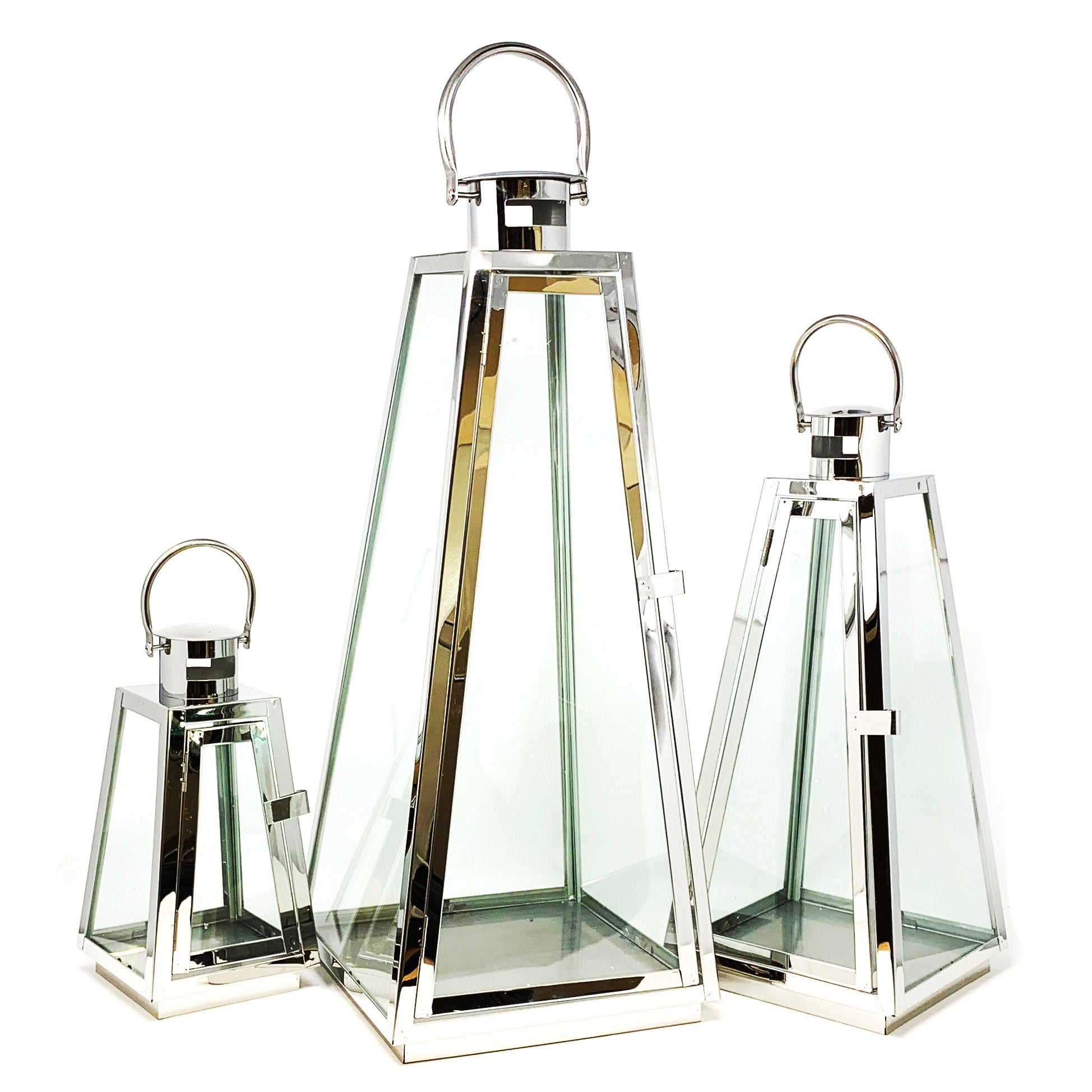 Allgala 3-PC Set Jumbo Luxury Modern Indoor/Outdoor Hurricane Candle ...