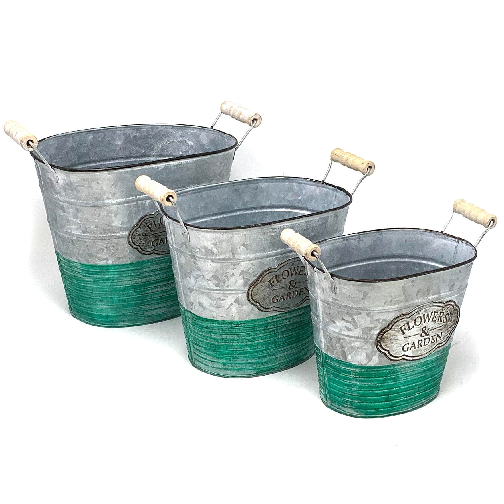 Allgala Galvanized Planter Pot Indoor and Outdoor Decoration-Oval-3-PC ...