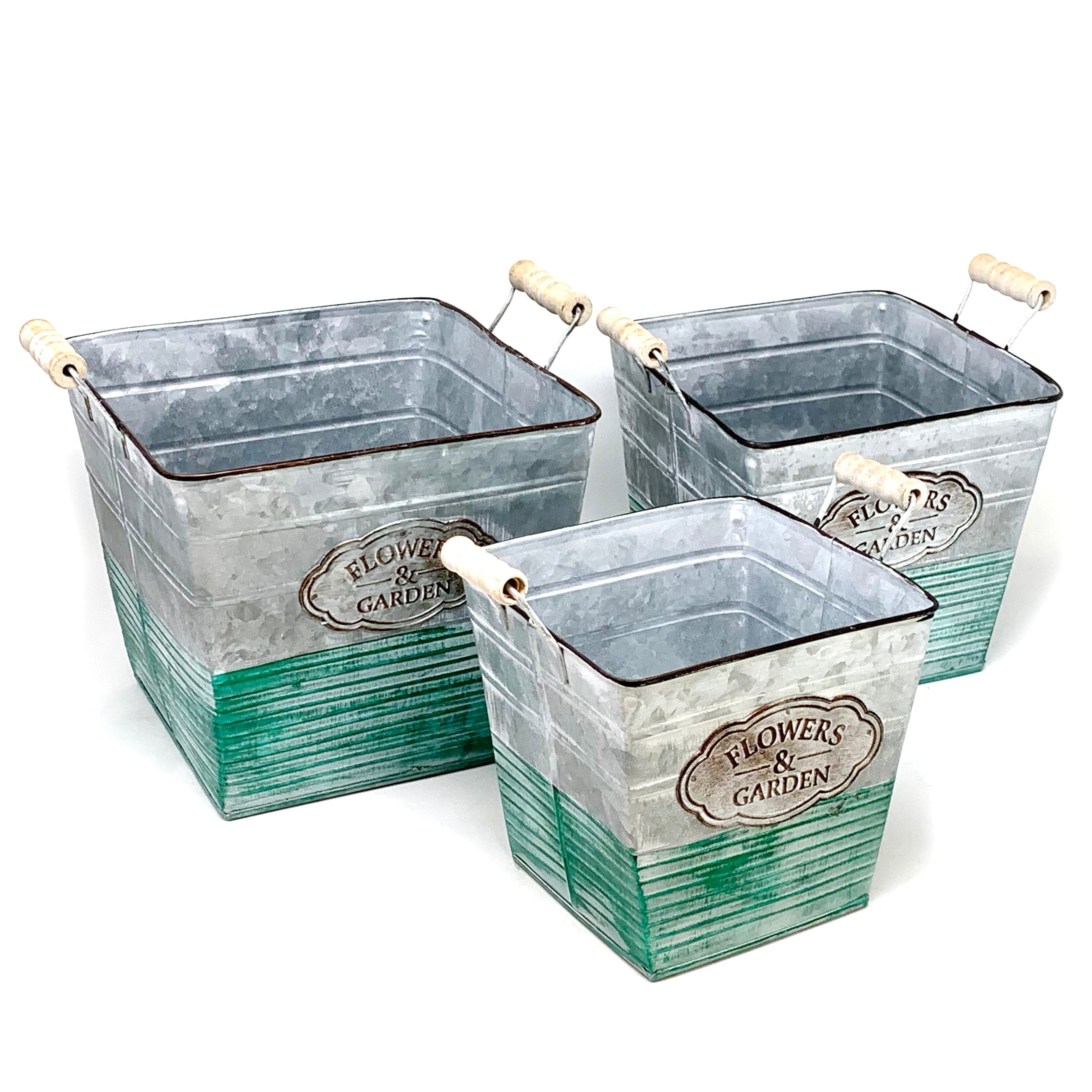 Allgala Galvanized Planter Pot Indoor and Outdoor Decoration-Square-3 ...