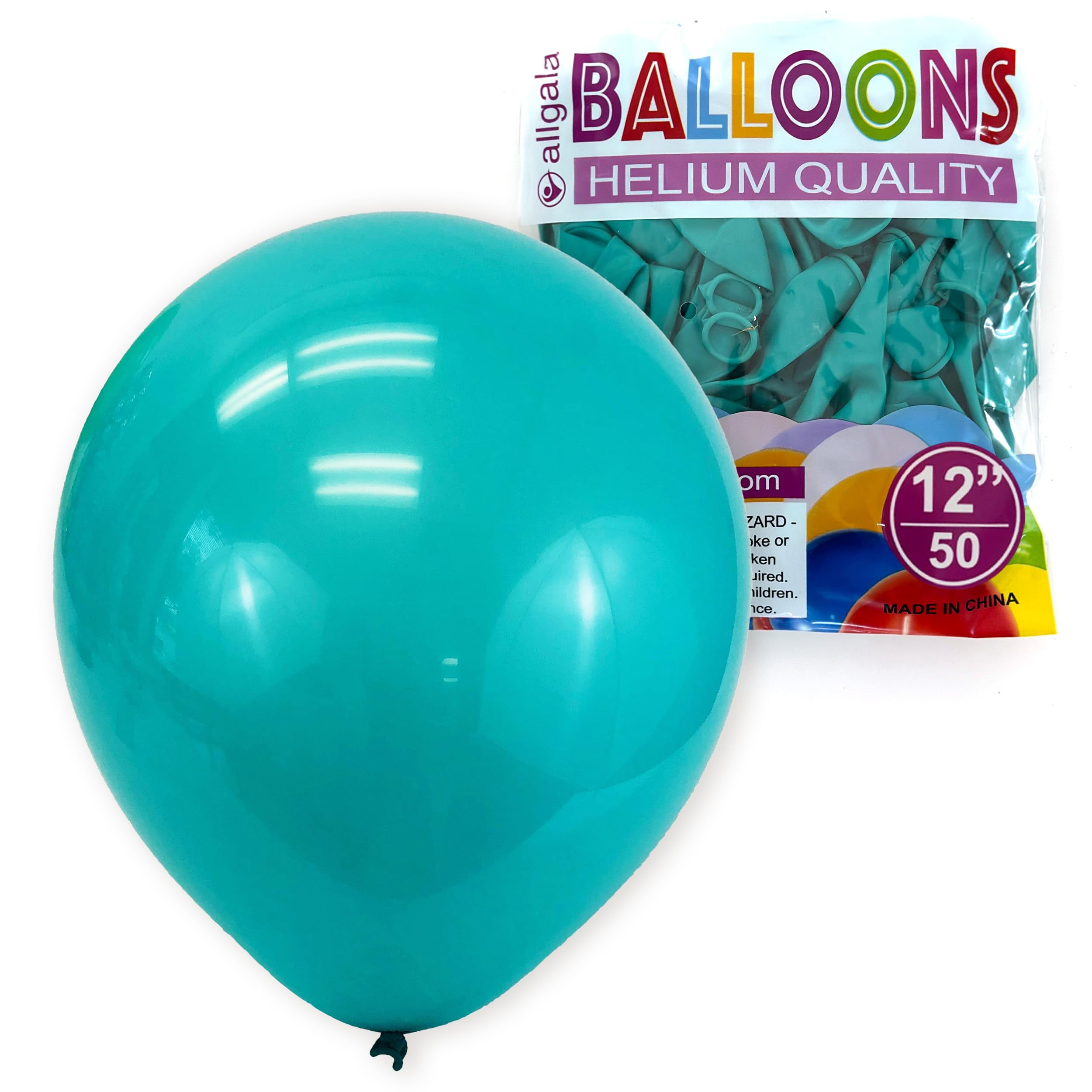 Allgala Turquoise Balloons 50 SSF20 Pack 12 Inch Helium Grade Latex ...